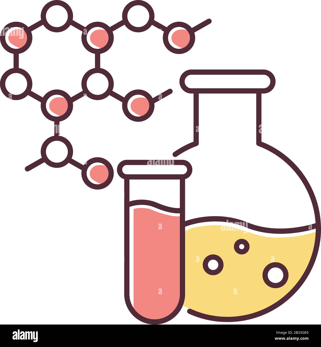 Chemistry RGB color icon. Science and medicine research. Biochemistry ...
