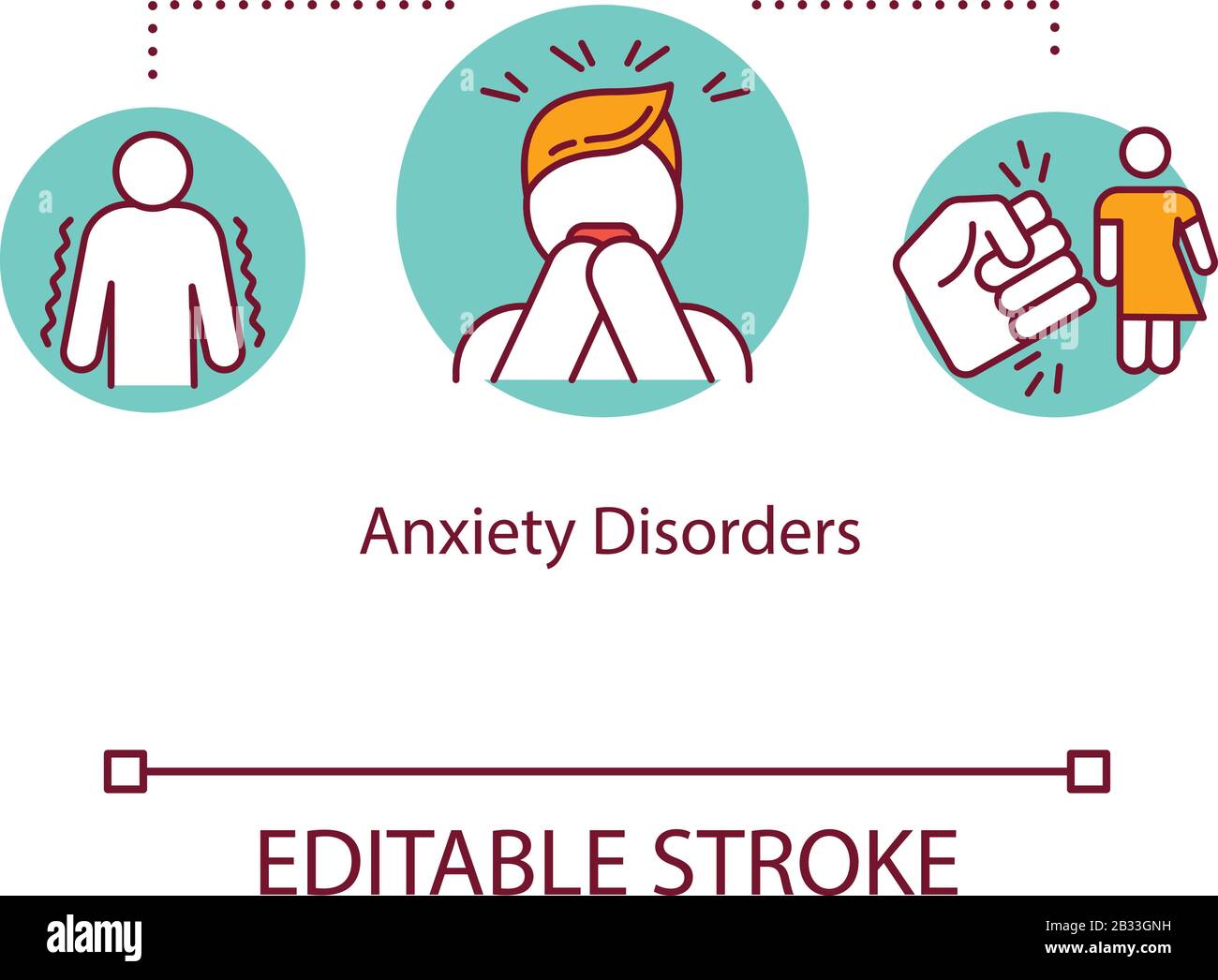 Anxiety disorders concept icon. Mental illness idea thin line ...