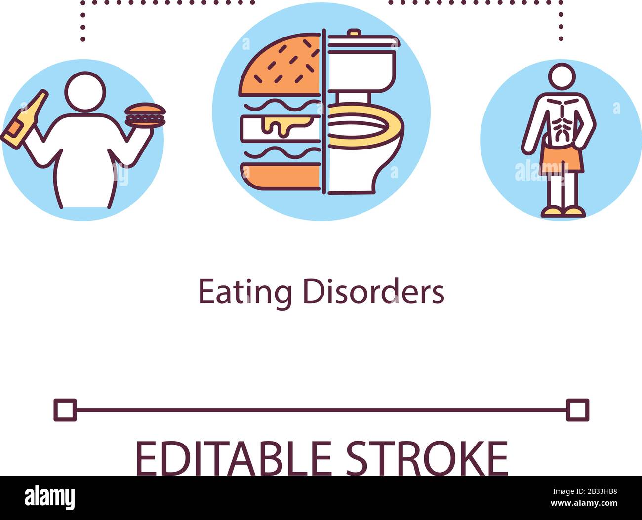 Eating disorders concept icon. Mental illness idea thin line ...