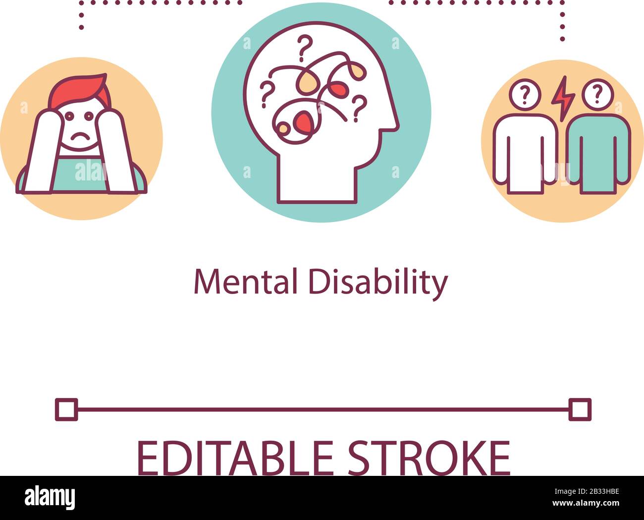 Mental disability concept icon. Psychological problems idea thin line ...