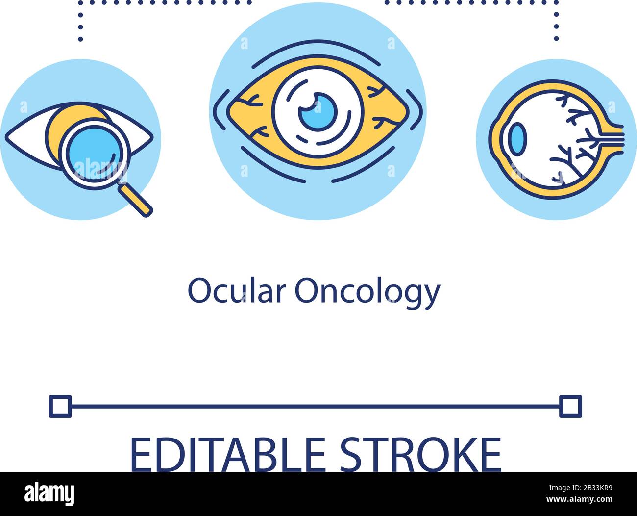 Ocular oncology concept icon. Eyes madical exam idea thin line ...