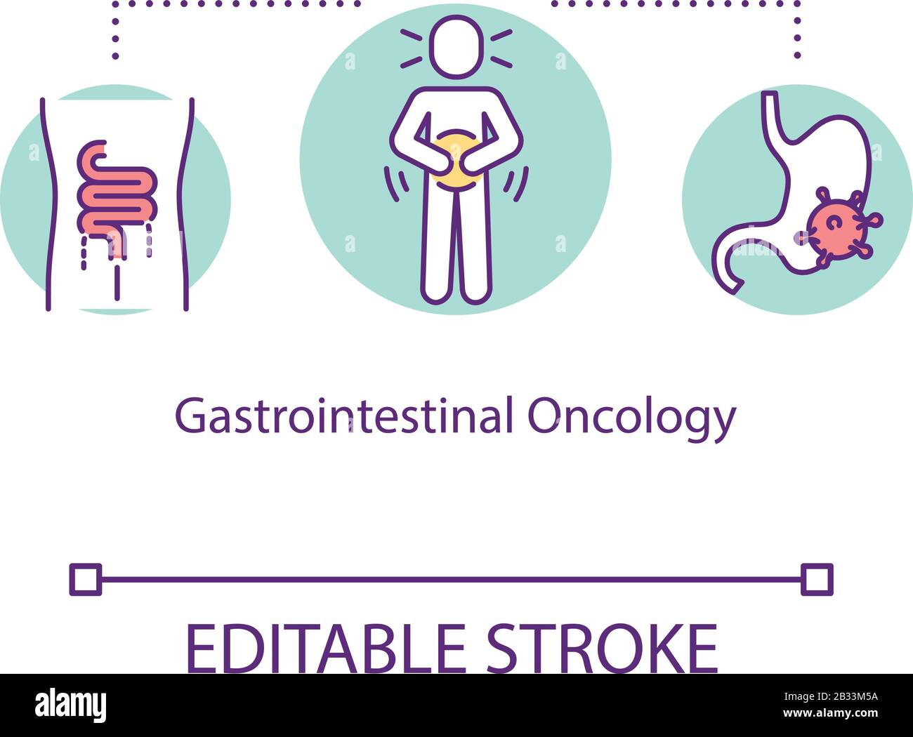 Gastrointestinal oncology concept icon. Intestine cancer treatment idea ...