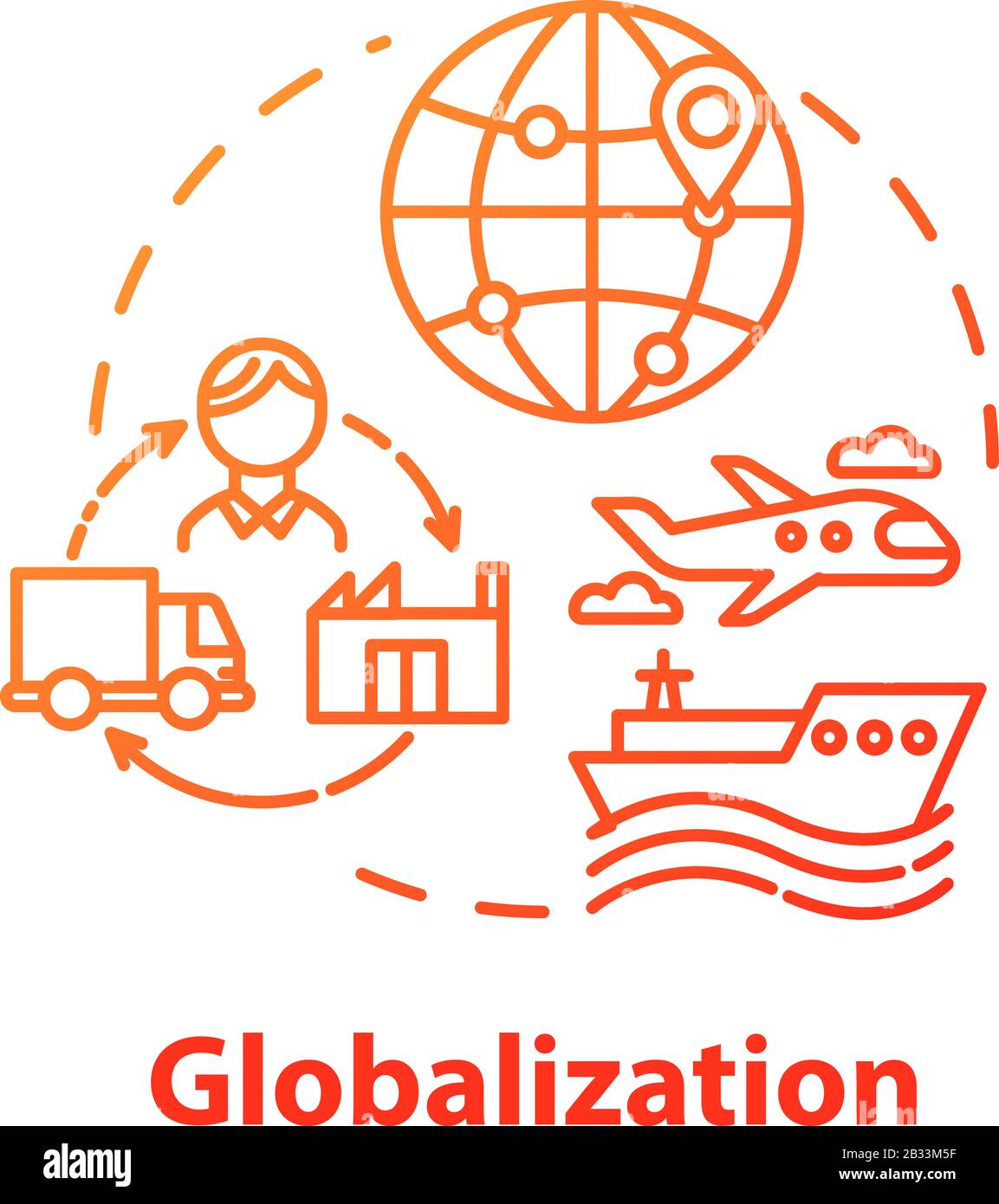 Globalization concept icon. International economy. Global distribution ...