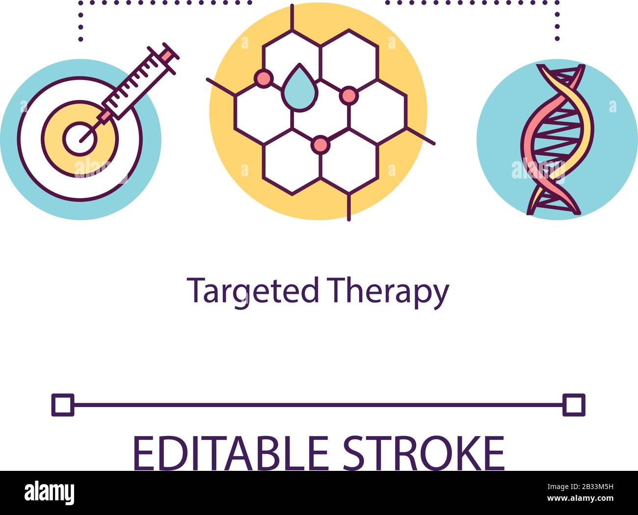 Targeted therapy concept icon. Cancer treatment idea thin line ... Targeted therapy concept icon. Cancer treatment idea thin line ...