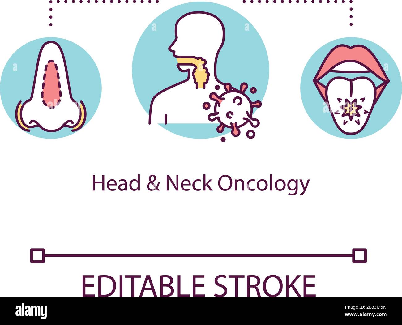Head and neck oncology concept icon. Cancer diagnostic idea thin line ...