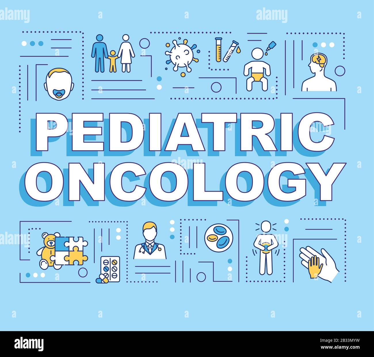 Pediatric oncology word concepts banner. Childhood cancer treatment ...