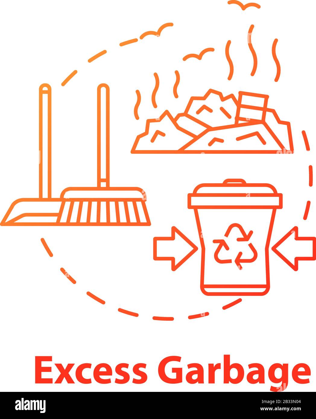 Excess garbage concept icon. Trash and rubbish. Dustbins and landfill ...