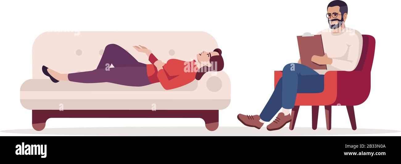 Psychology consultation semi flat RGB color vector illustration ...