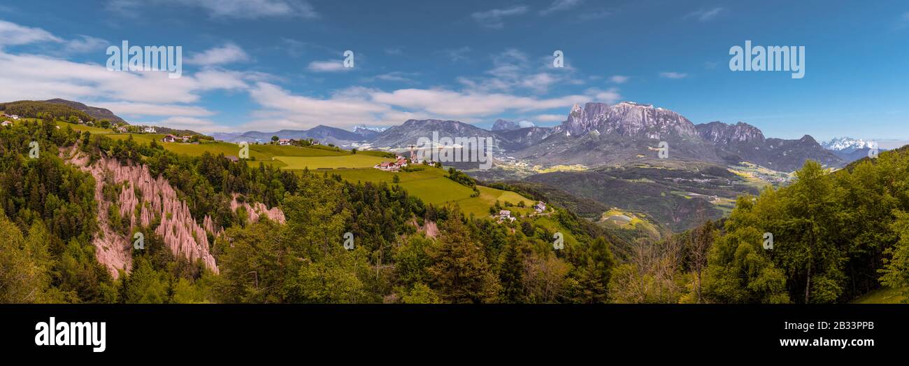 Panoramic view of the Earth pyramids, Piramidi di terra in Ritten ...