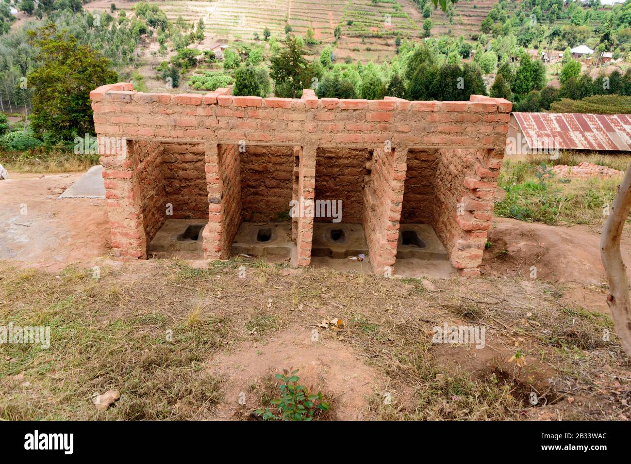 Modern toilets of the basic primary school in the Usambara Mountains ...