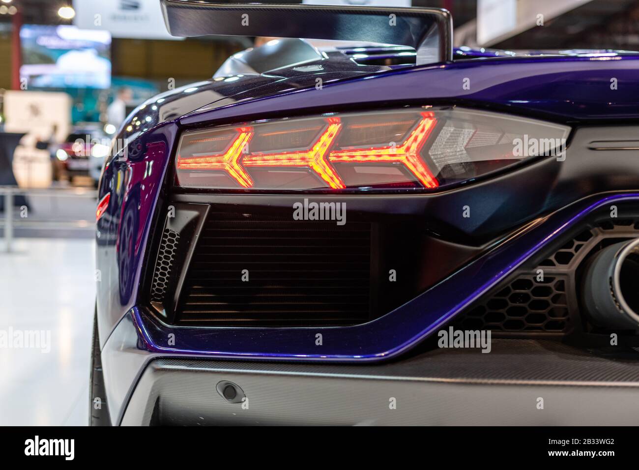 Riga, Latvia - April 12, 2019: Close-up of a luxury sports car ...