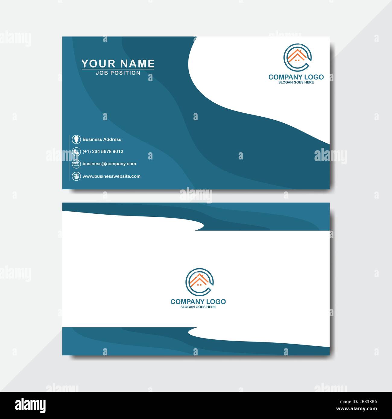 Double-sided business card template. Flat Design Vector Illustration ...