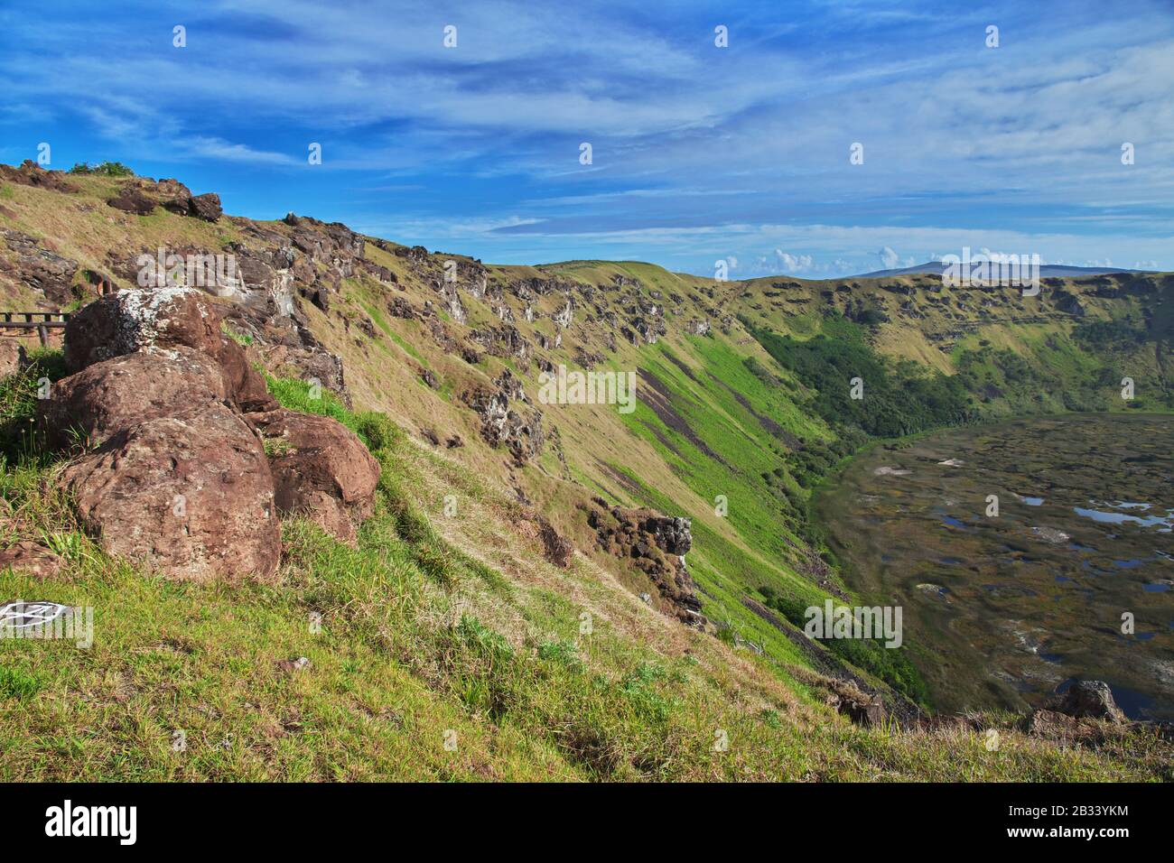 Rano Kau volcano in Rapa Nui, Easter Island, Chile Stock Photo - Alamy