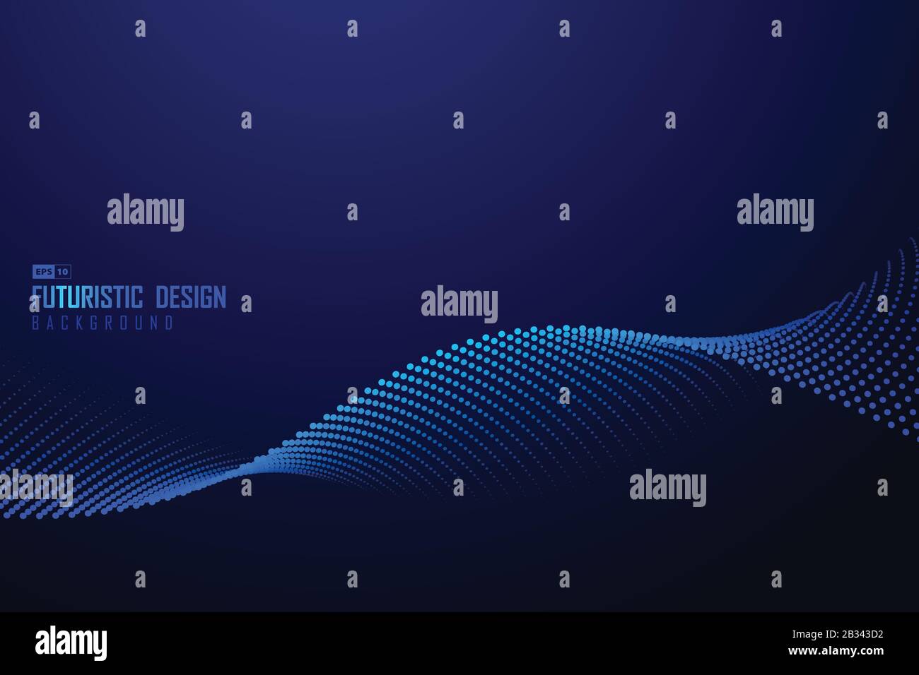 Abstract gradient blue wavy line of particle pattern artwork background ...