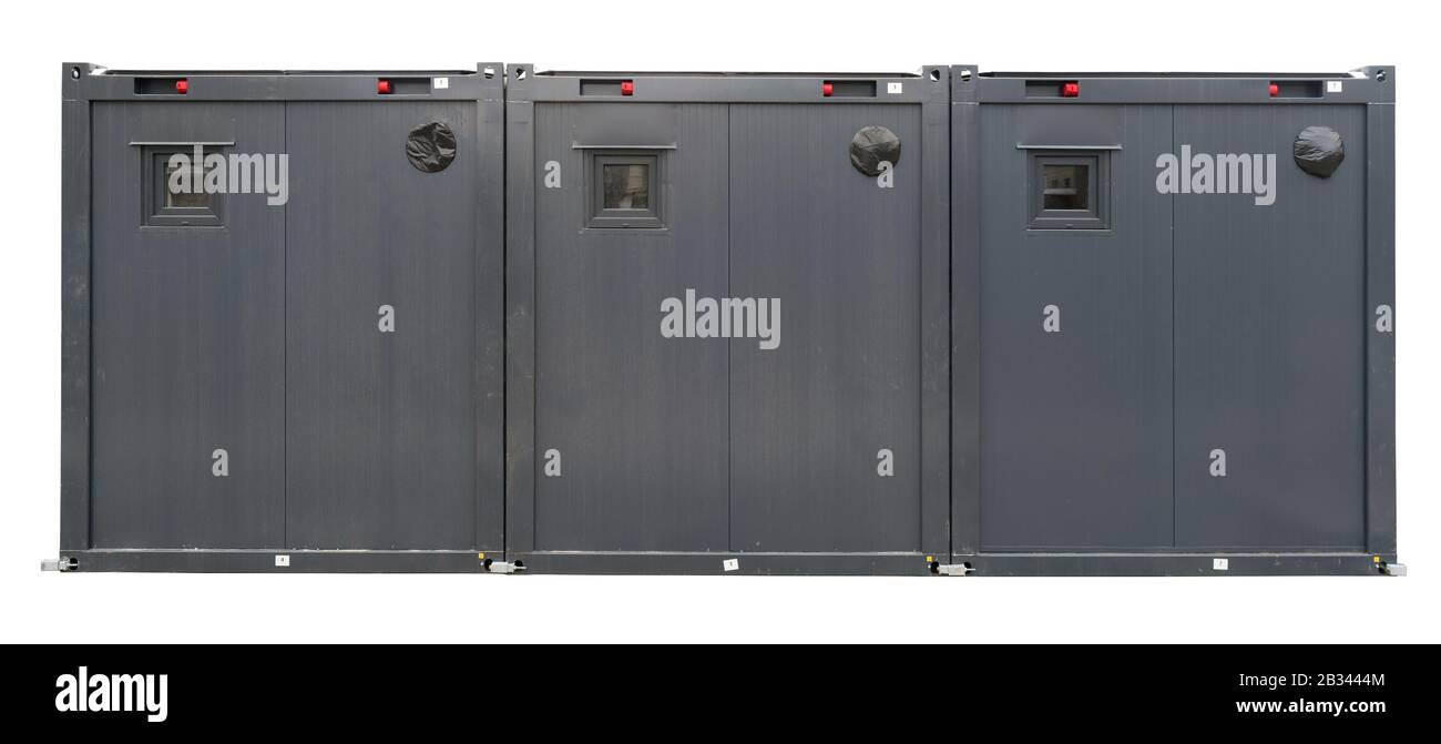 Temporary mobile office containers are installed near public buildings ...