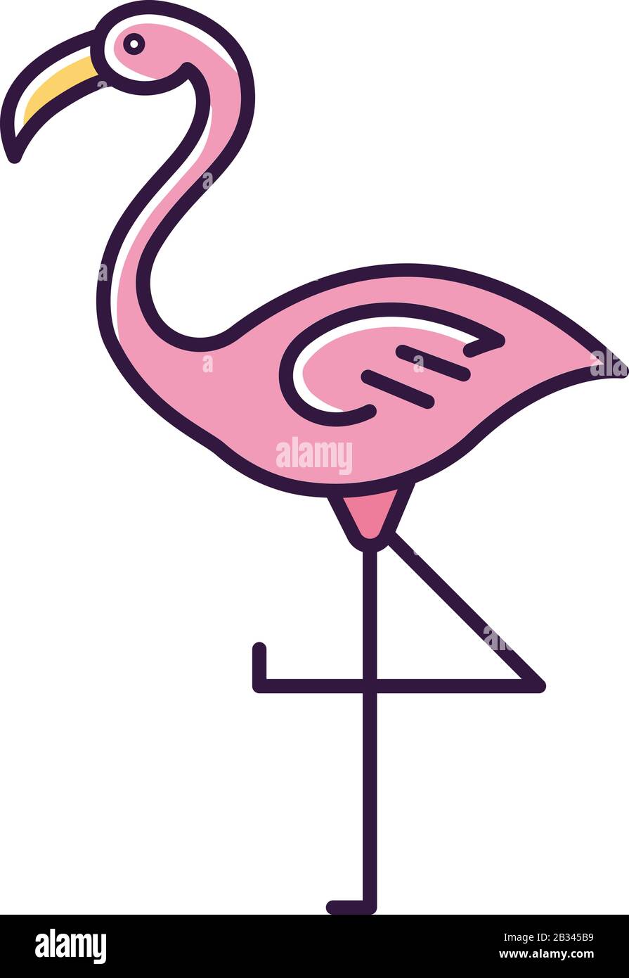 Flamingo pink RGB color icon. Exotic wild bird. Tropical creature ...