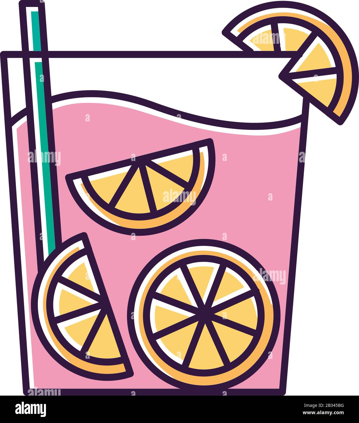 Caipirinha pink RGB color icon. Brazilian cocktail. Alcoholic beverage with lime. Traditional ...