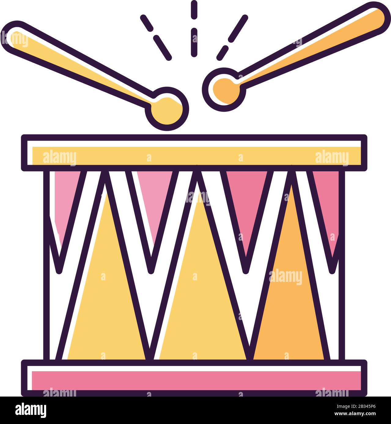 Drum yellow RGB color icon. Musical instrument. Brazilian carnival ...