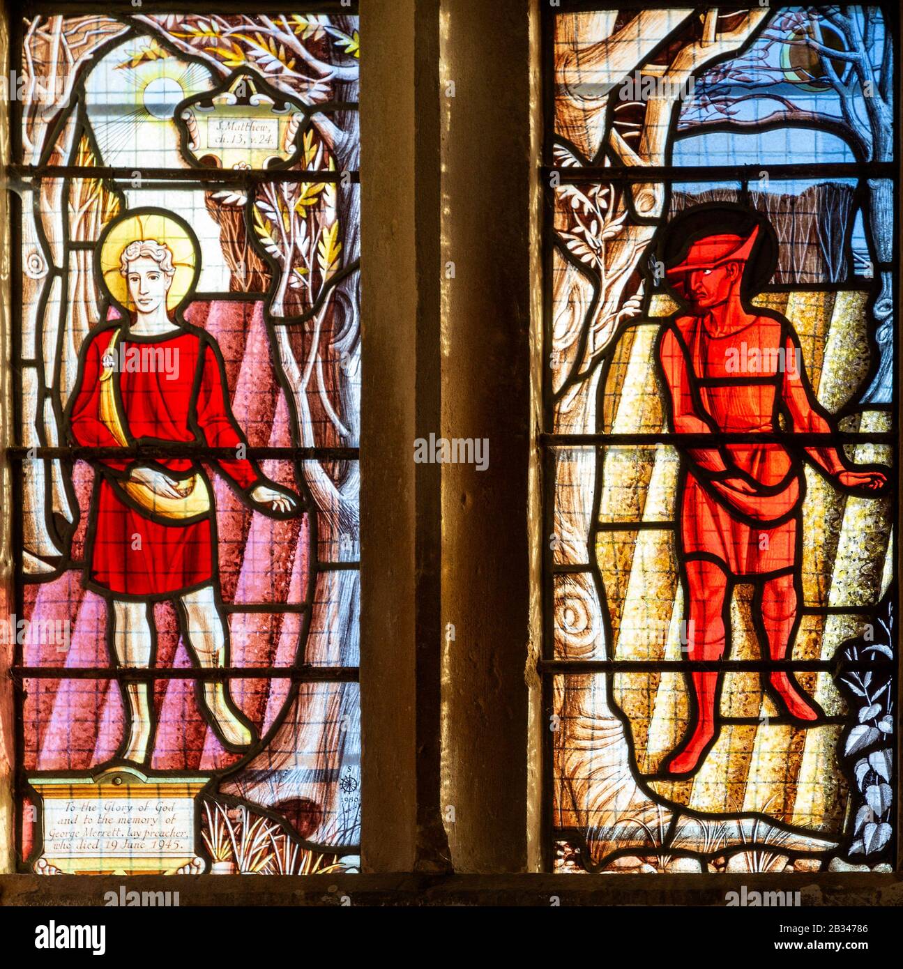 Stained glass window, "Sower of good seed, Enemy sowed tares " 1950 by ...