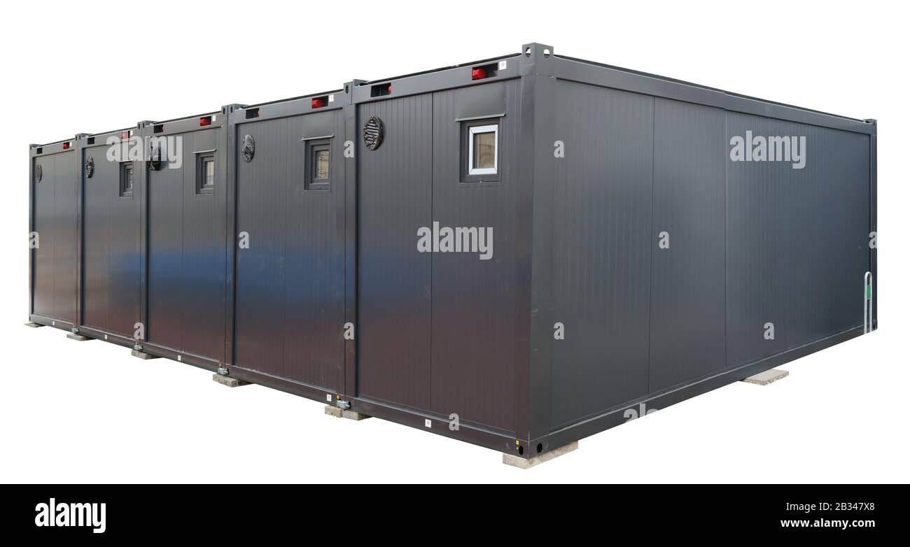 Temporary mobile office containers are installed near public buildings ...