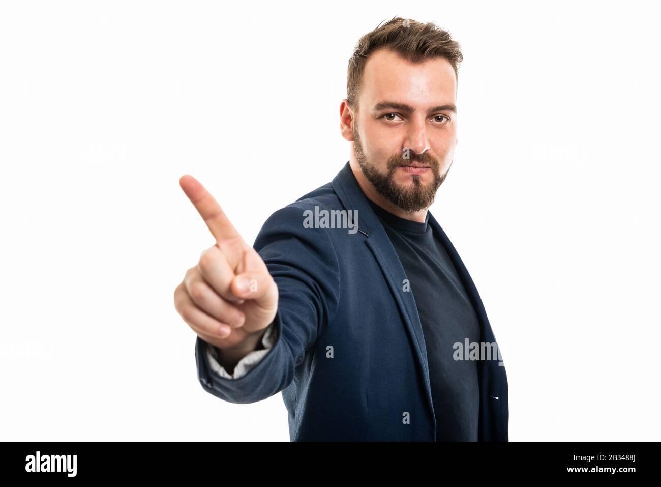 Business man wearing smart casual clothes showing denial gesture ...