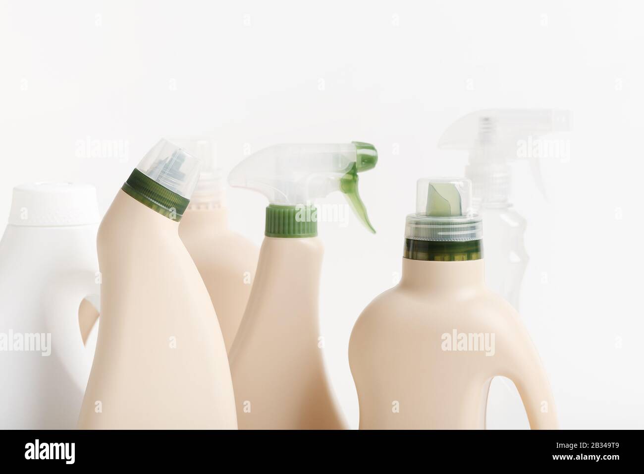 Set of bio plastic containers for household chemicals Stock Photo - Alamy