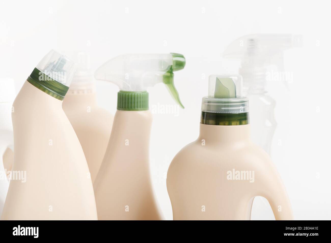 Home washing detergents for eco spring cleaning on white Stock Photo ...