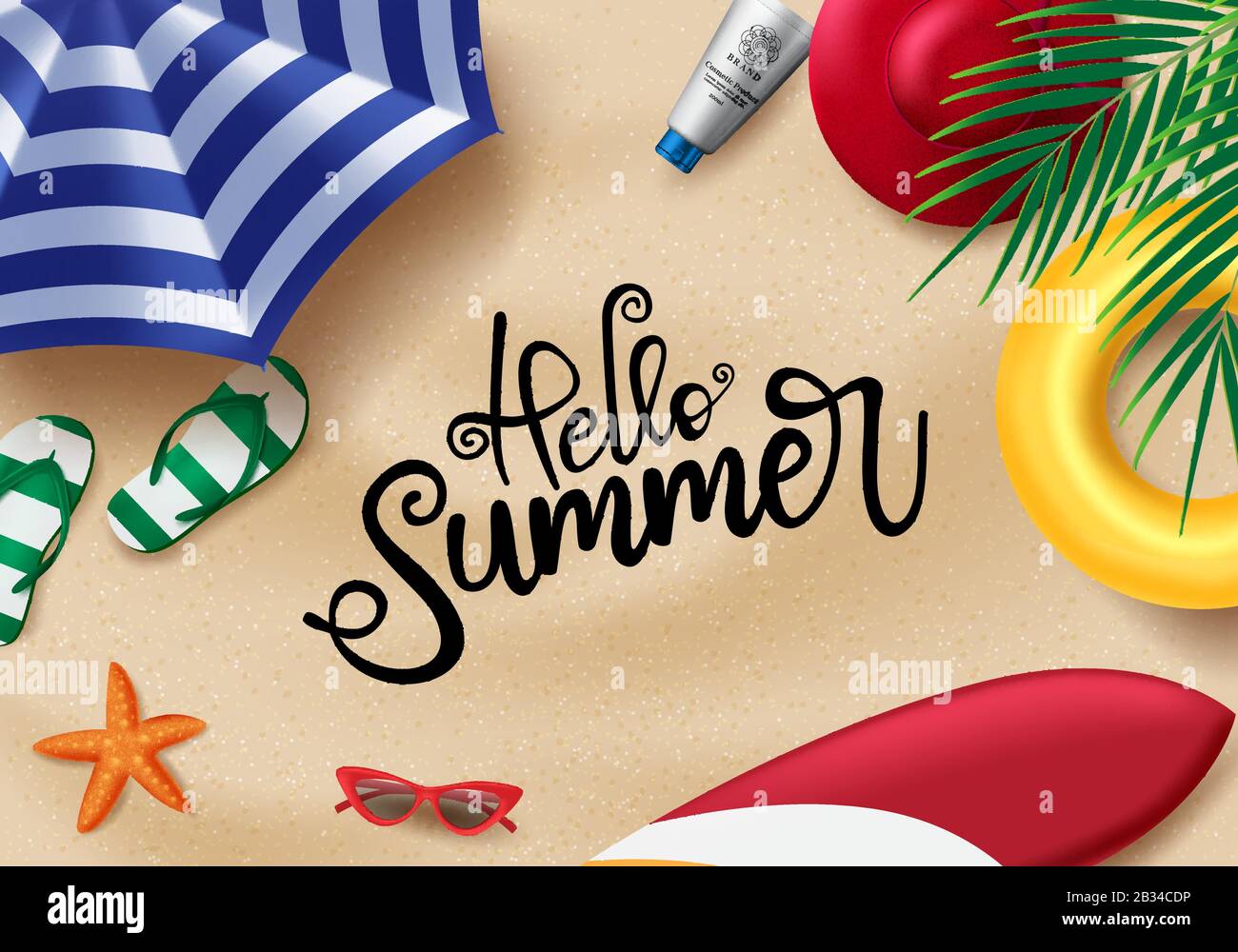 Beach palm sunscreen in Stock Vector Images - Alamy