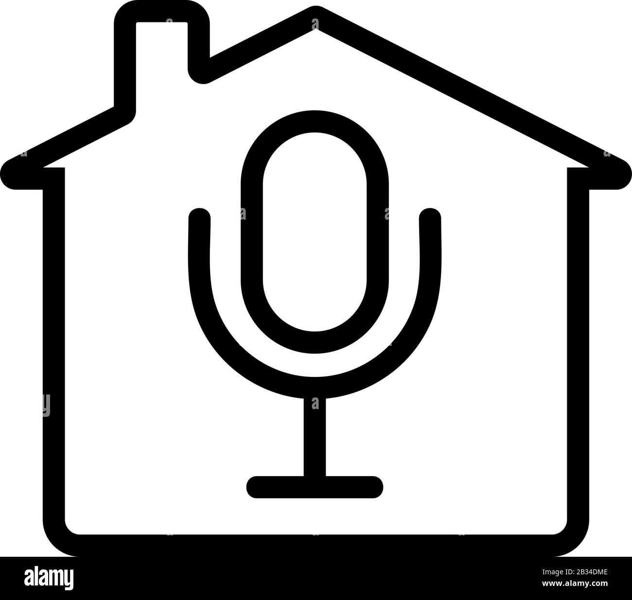 microphone, house icon vector. Isolated contour symbol illustration ...
