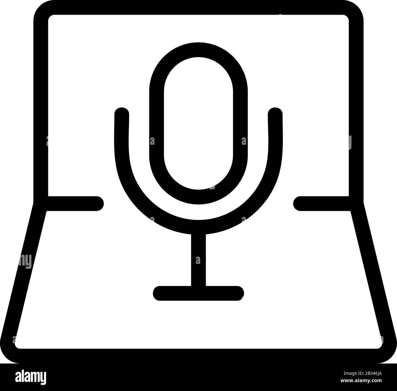 microphone, laptop icon vector. Isolated contour symbol illustration ...