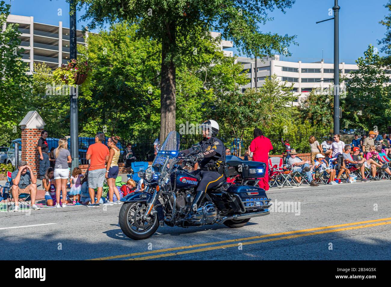 Motorcycle Officer on Parade Route Stock Photo - Alamy