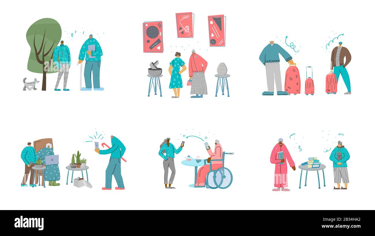 Relative different generation spending time together. Young and old ...