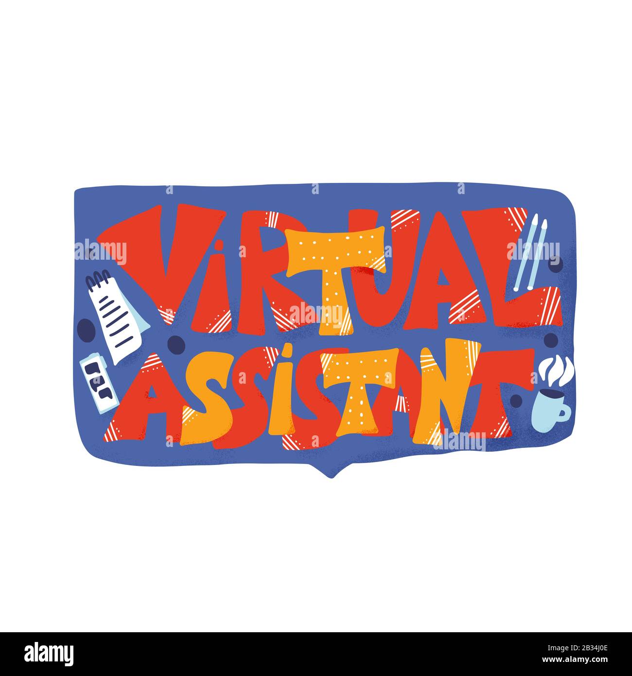 Virtual Assistant Message With Speech Bubble Isolated Hand Drawn Stylized Lettering Vector