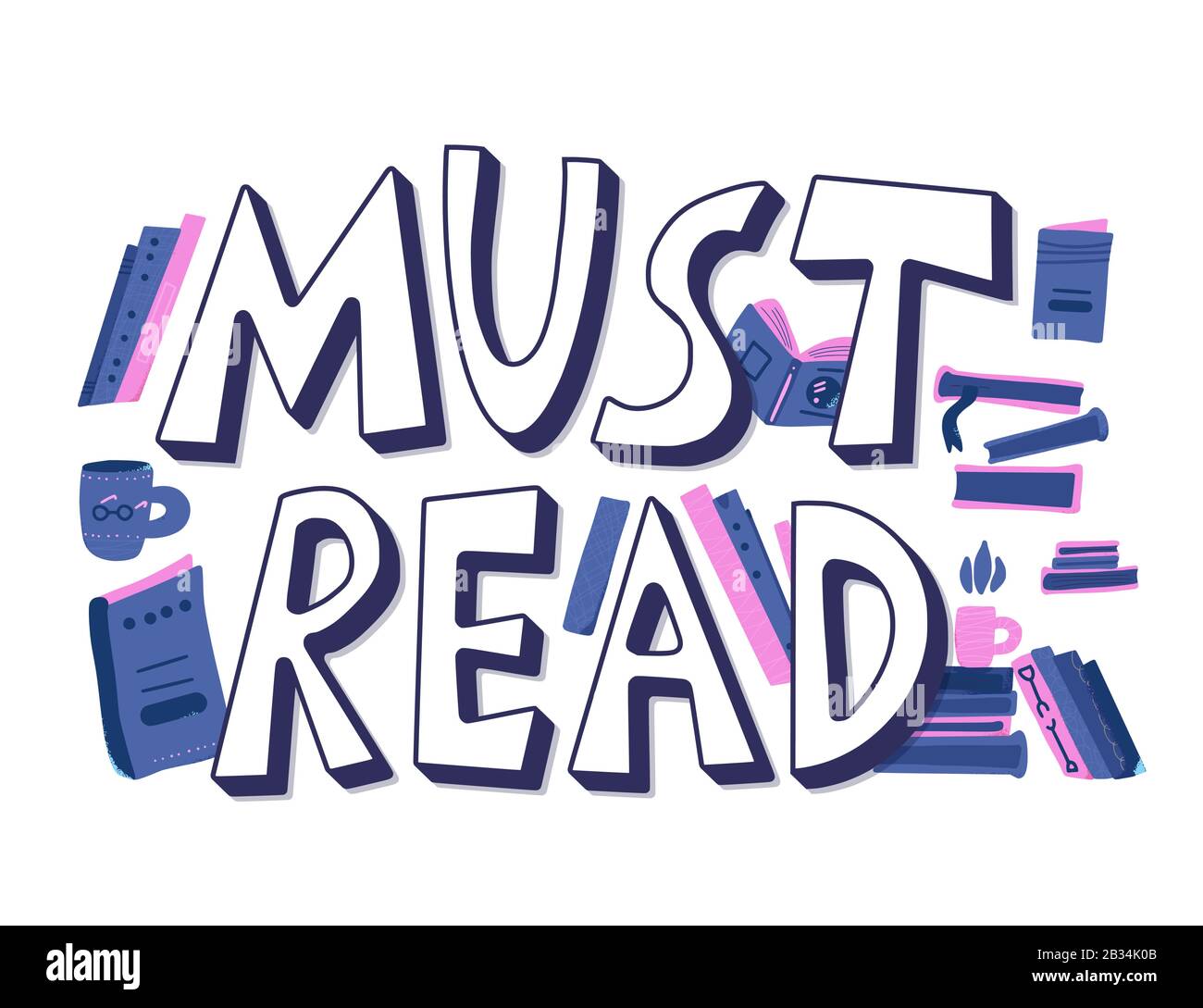 Must read text emblem. Stylized lettering. Hand drawn quote. Vector ...