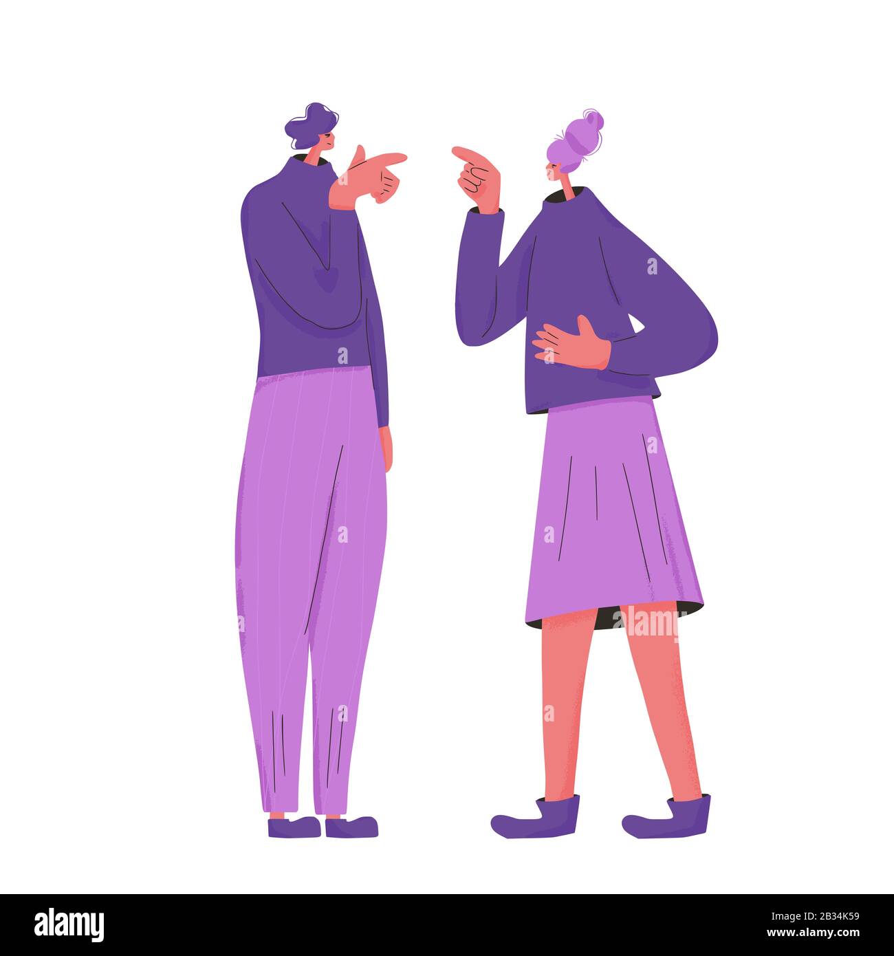 Family conflict. Pair of young people during argument. Quarrel between ...