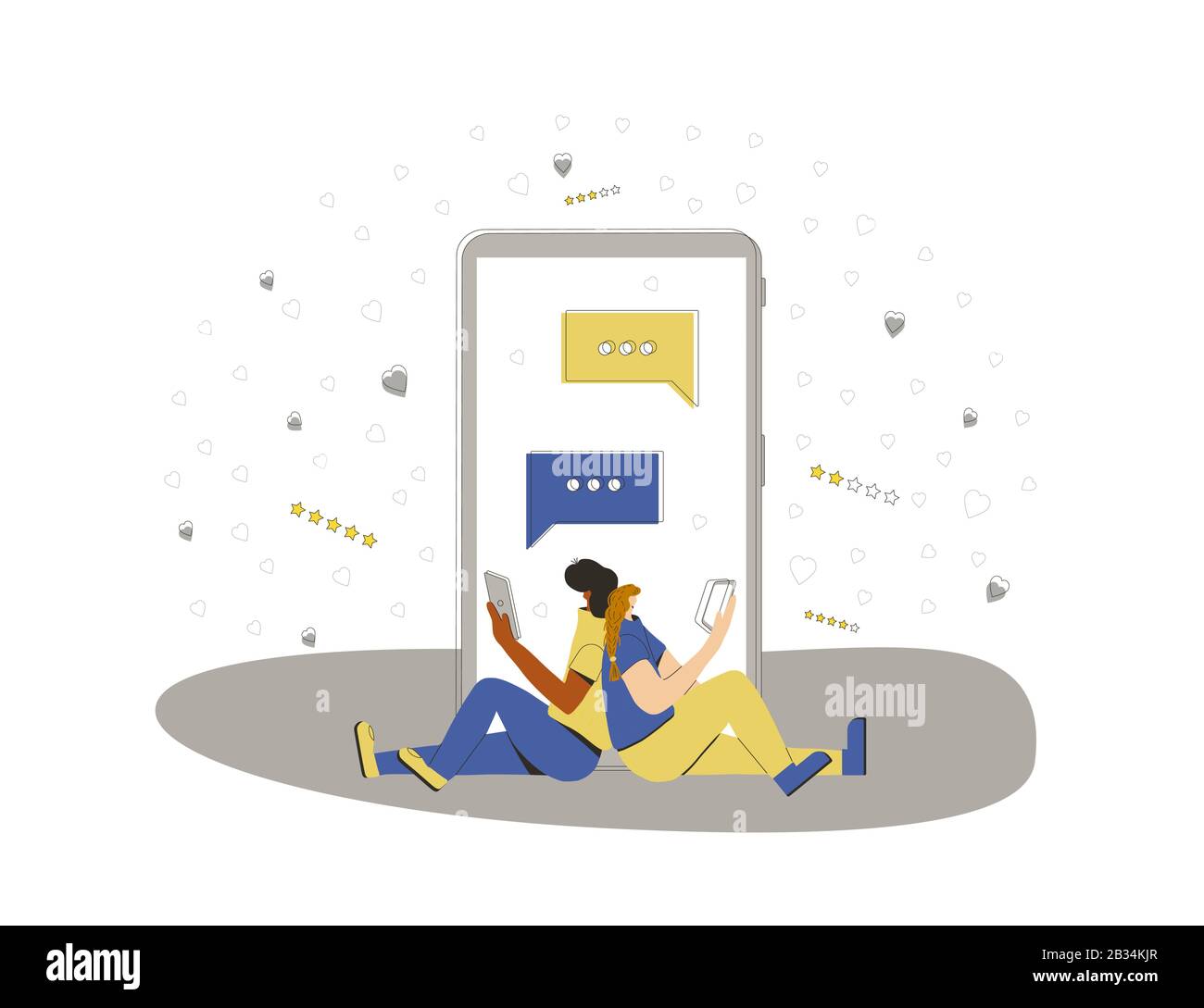 People use phones for read and text a messages. Chat comment concept ...