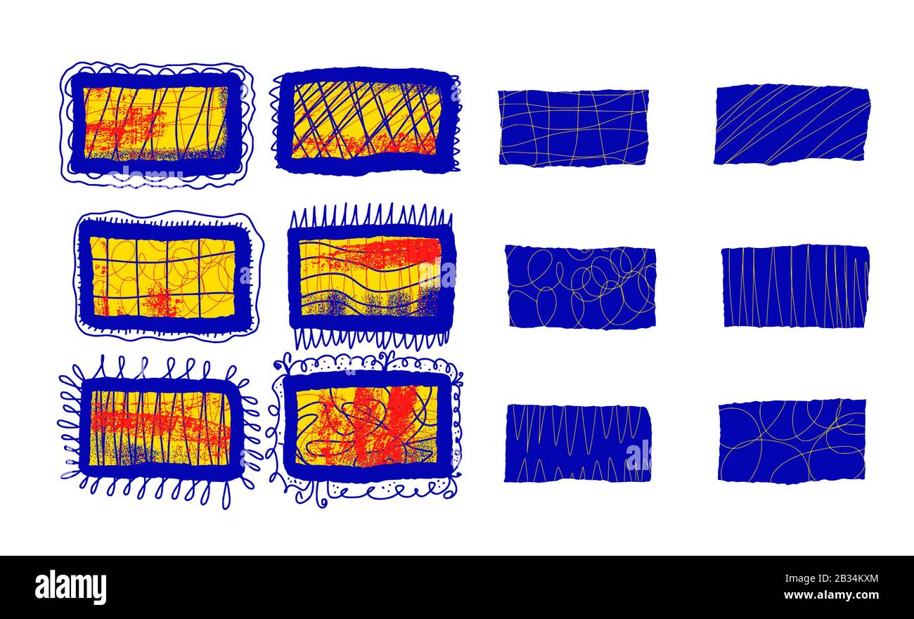 Set of frames. Bundle of hand drawn borders. Collection of decoration ...