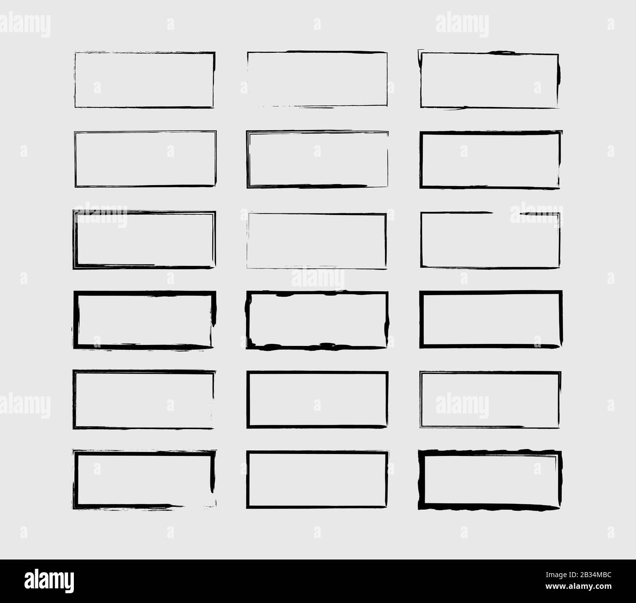 Set of black rectangle grunge frames. Geometric empty borders ...