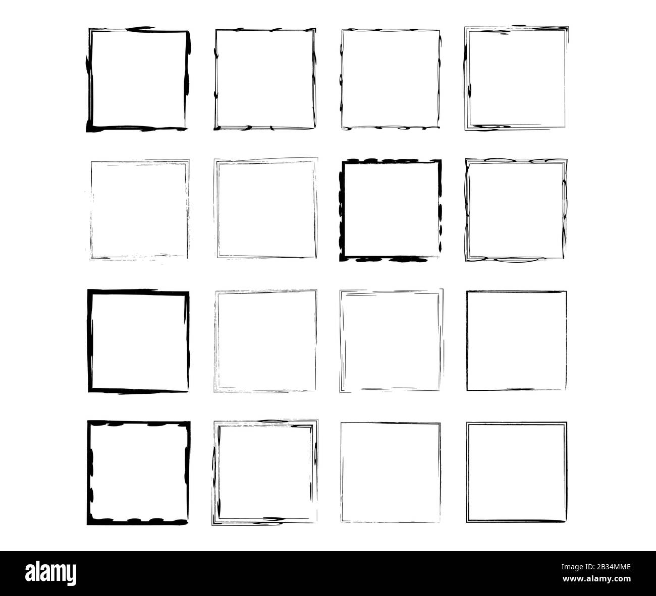 Set of black square grunge frames. Geometric empty borders collection. Vector illustration Stock ...