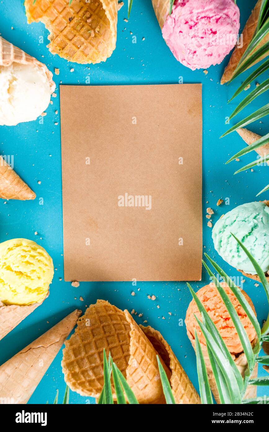 Turquoise ice cream in waffle cones hi-res stock photography and images ...