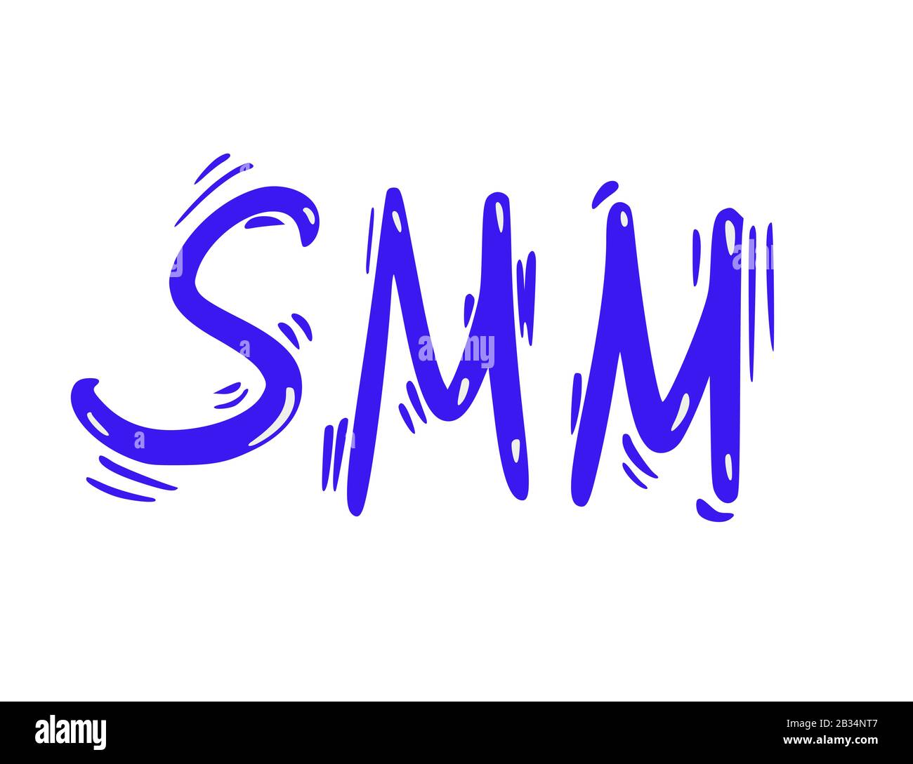 SMM text isolated on white background. Hand drawn social media ...