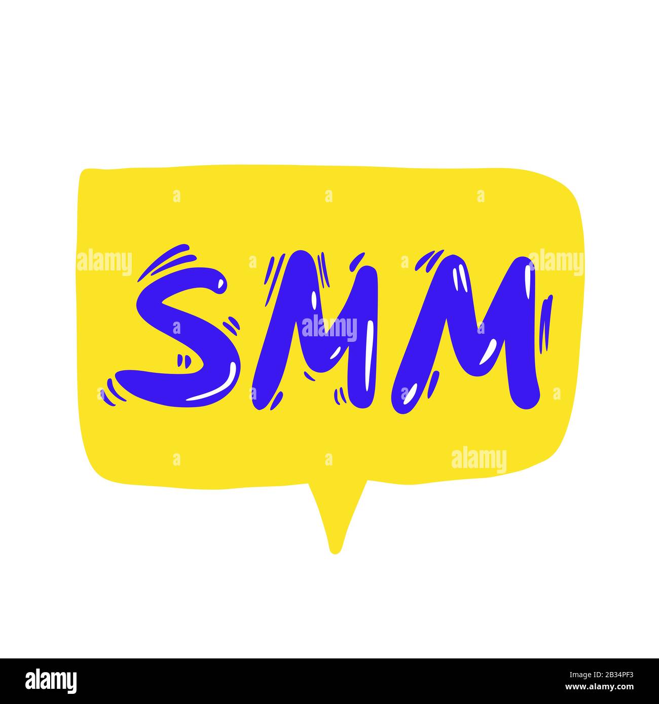 SMM text isolated on white background. Hand drawn social media ...