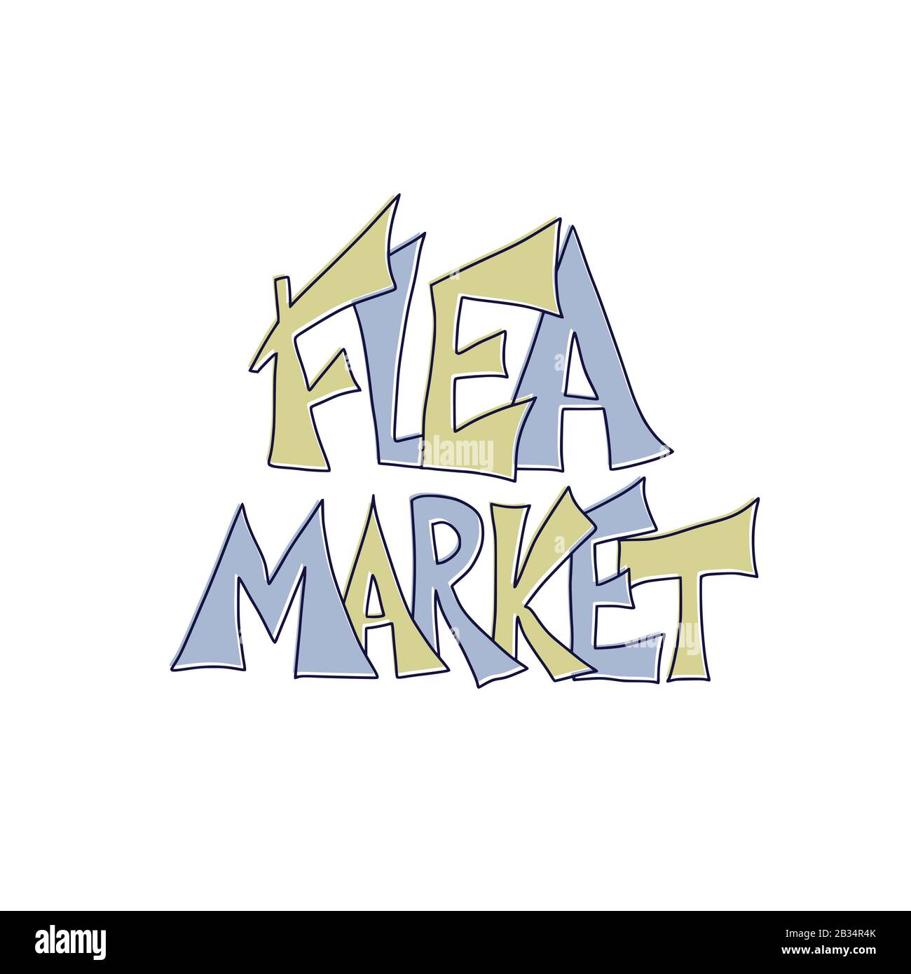 Flea market emblem. Stylized text and hand drawn decoration. Vector ...