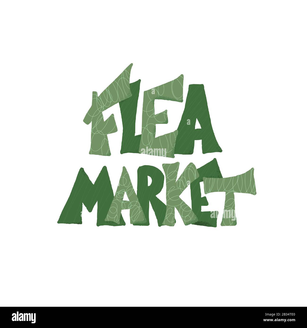 Flea market emblem. Stylized text isolated on white background. Vector ...