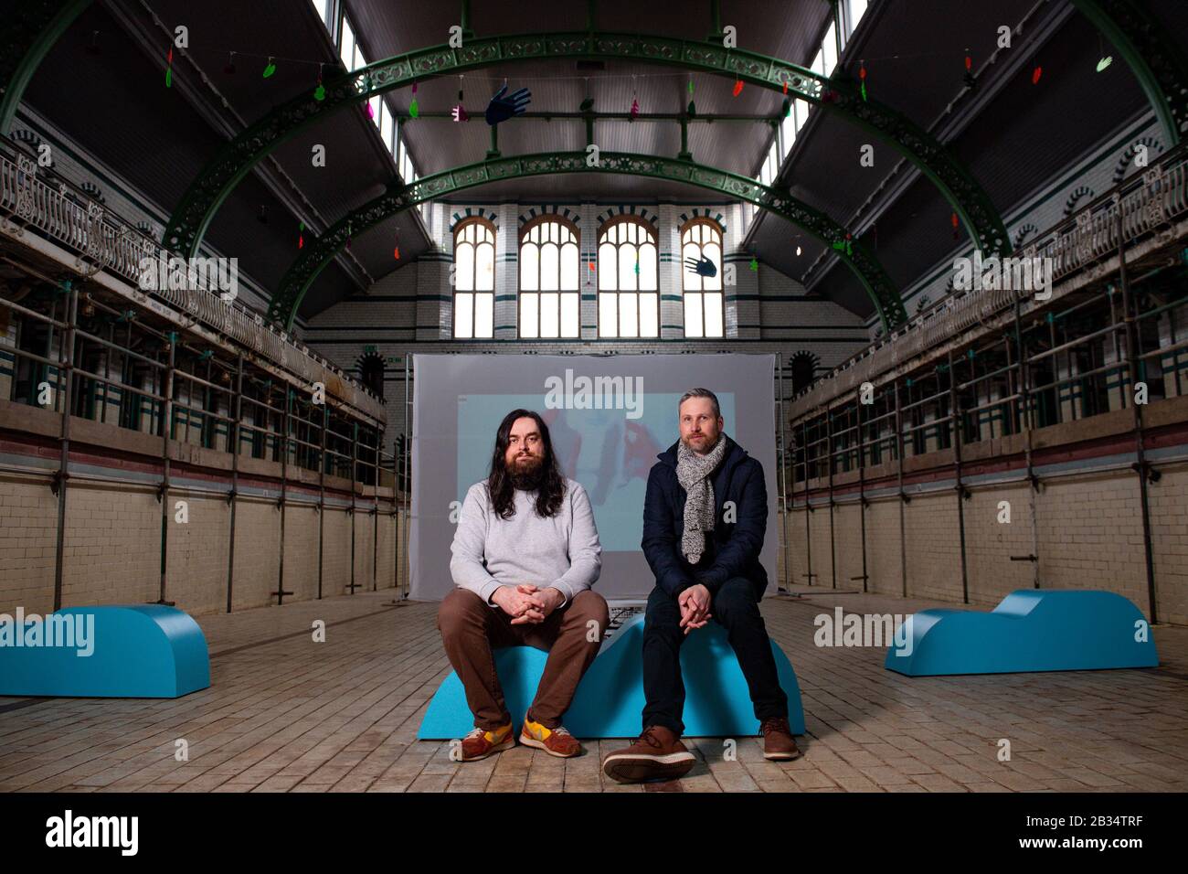 Artists Phil Duckworth and Ben Sadler (left) of Juneau Projects, who ...