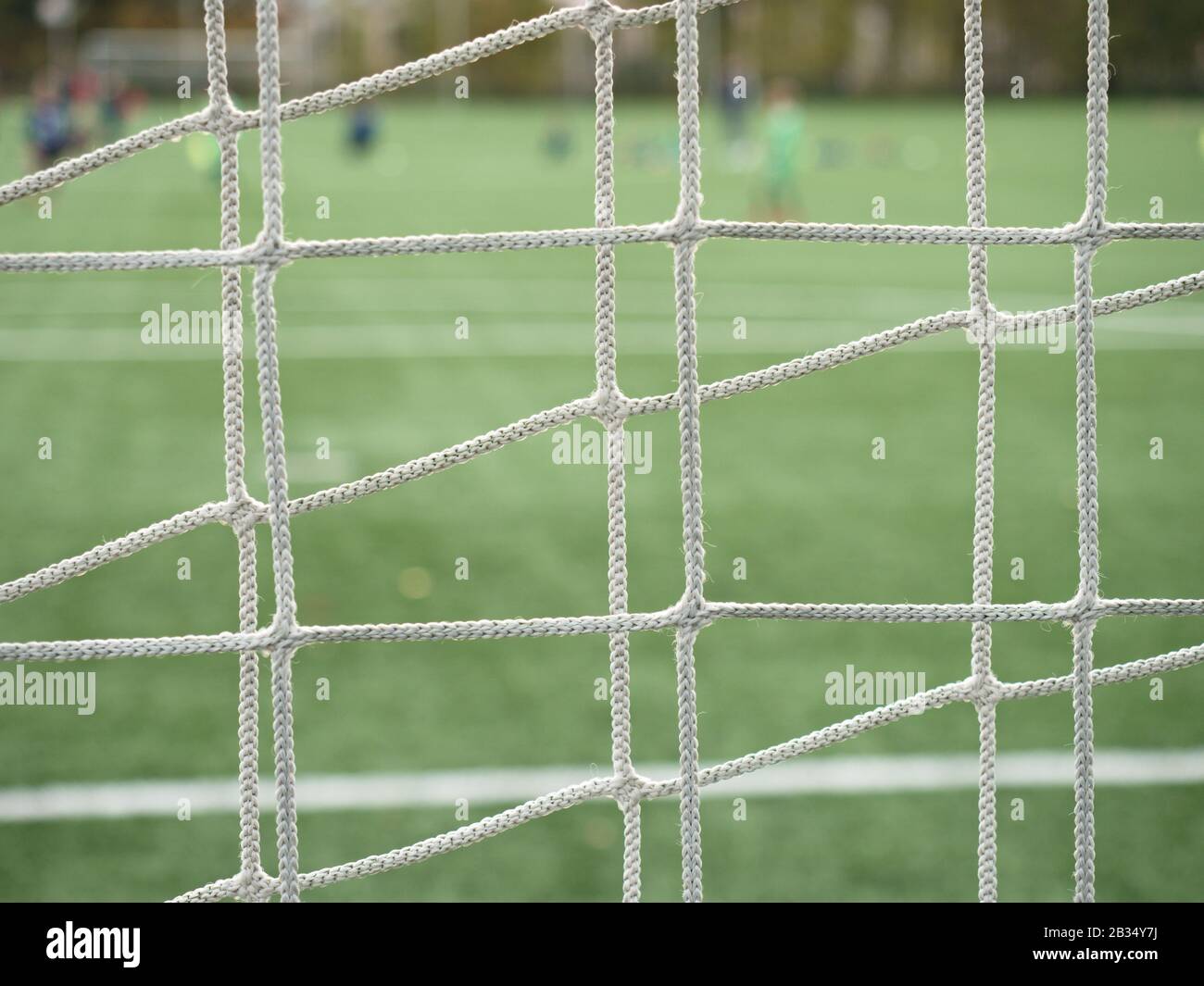 Goalie Guards Soccer Football Goal. Goalkeeper catching a bal Stock ...