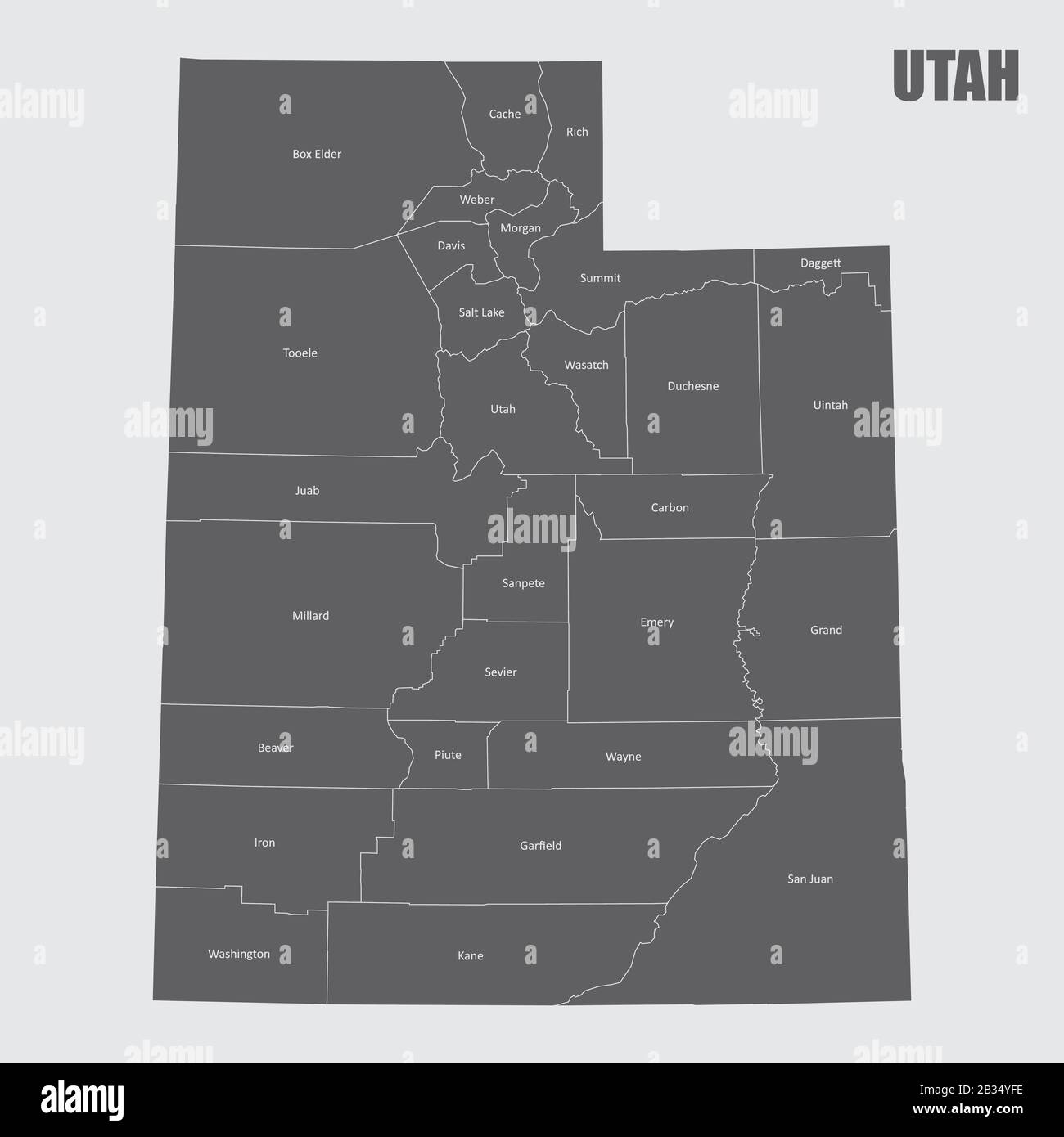 Utah counties map Stock Vector Image & Art - Alamy