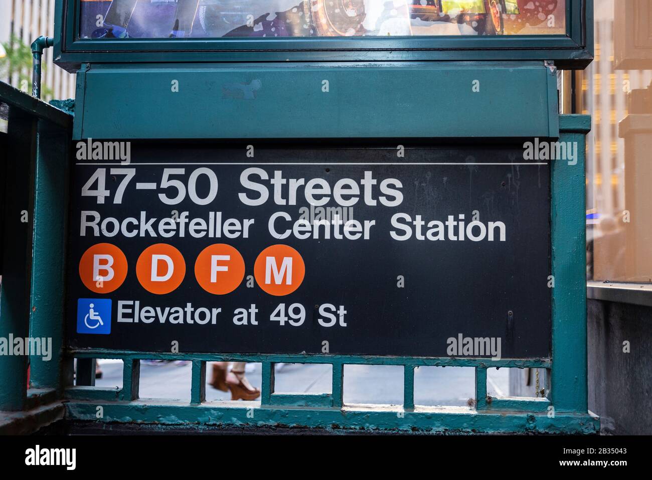 Sign of the Rockefeller Center subway station in Manhattan, New York ...
