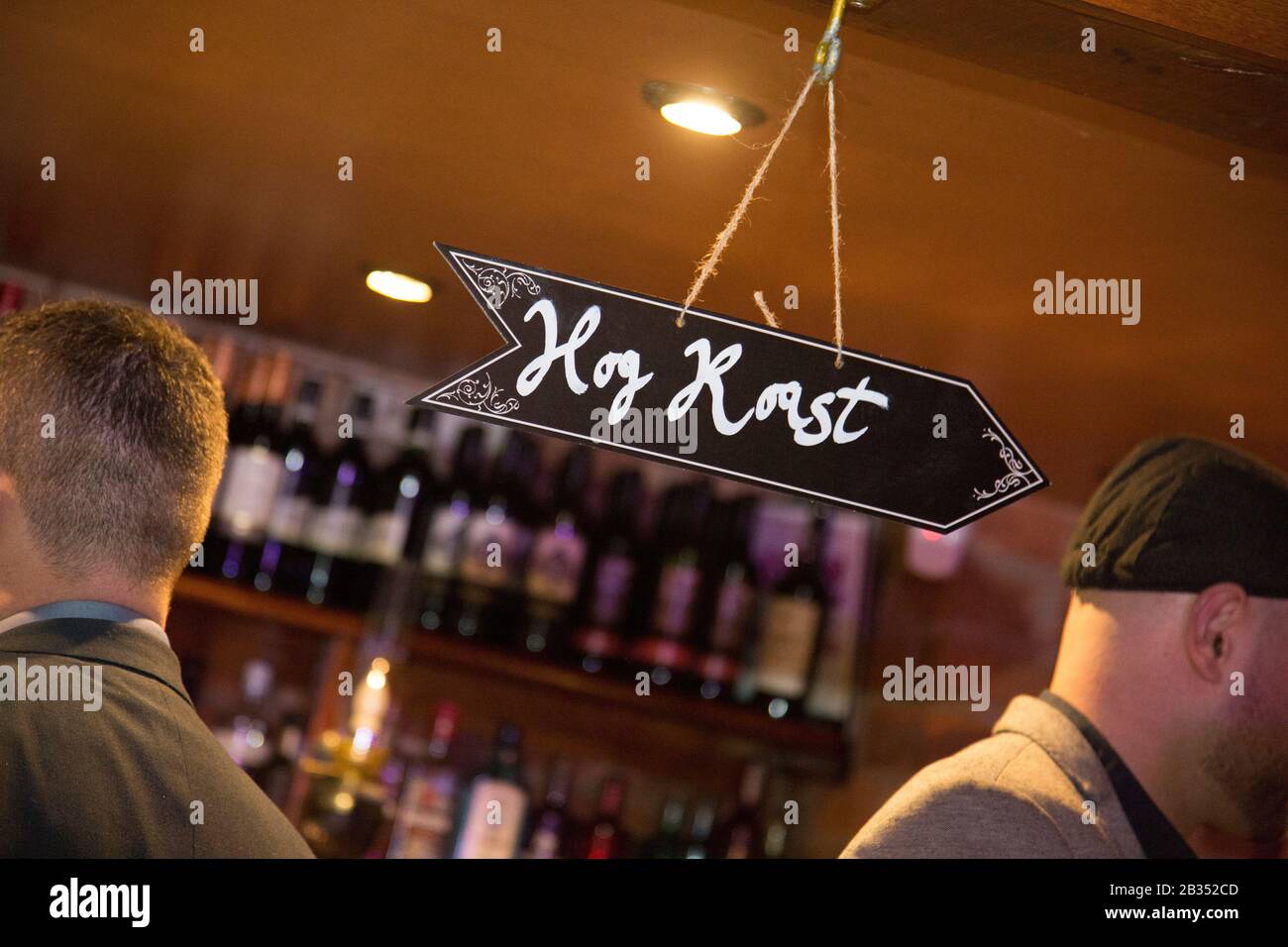 Hog Roast sign at a wedding reception guiding everybody to the evening ...