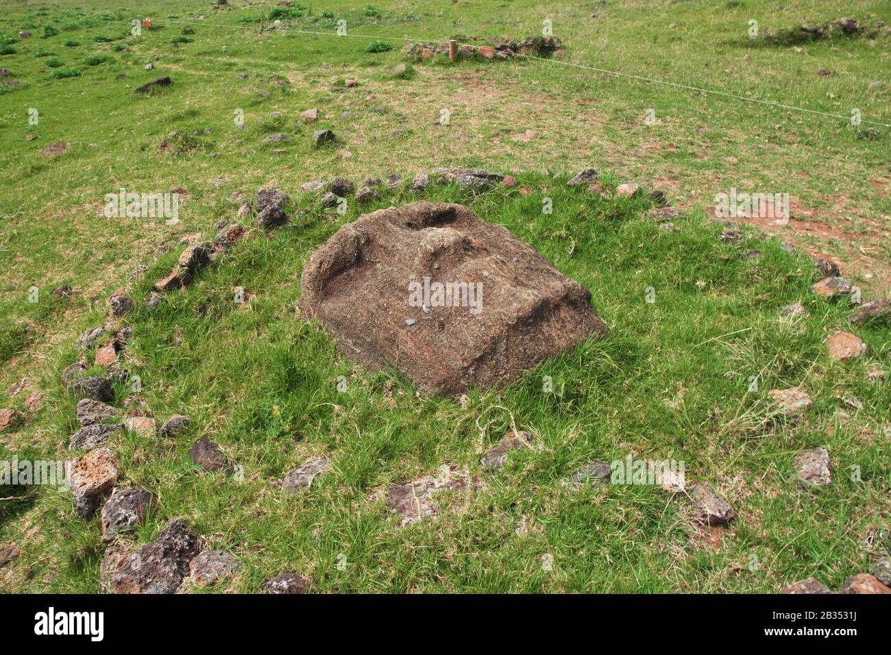 Rapa Nui. The statue Moai in Ahu Vinapu on Easter Island, Chile Stock ...